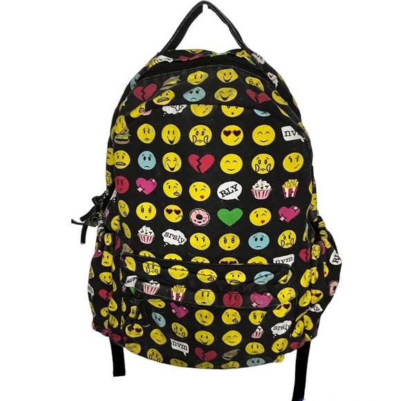 Claire's | Bags | Claires Emoji Black Faux Denim Backpack | Poshmark